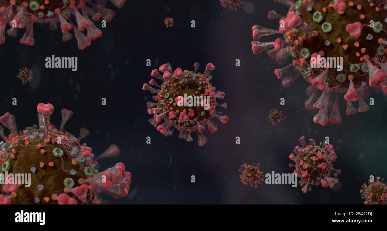 COrona VIrus under the microscope 3d macro illustration background ...