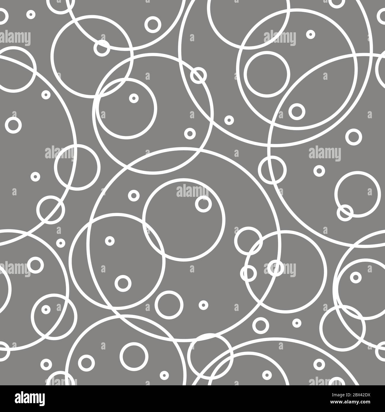 Seamless Abstract Pattern With White Empty Overlapping Circles Of Different Size Bubbles And