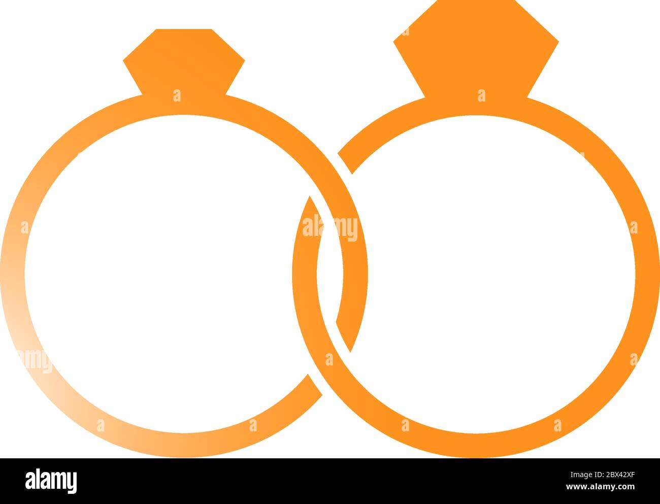 Wedding Flat Design Rings Icon with gradient gold color. vector icon ...