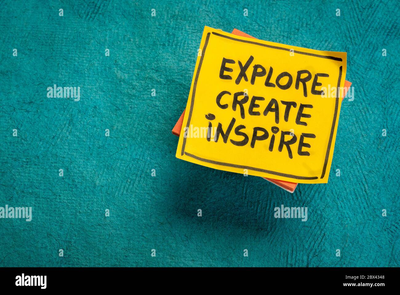 explore, create, inspire - inspirational reminder on a sticky note ...