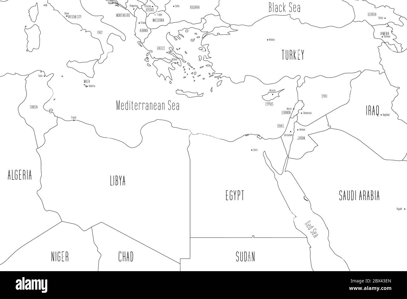 map eastern mediterranean countries