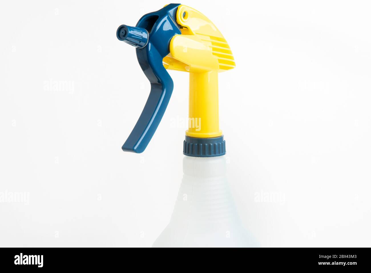 A close-up of the top portion of a professional liquid spray plastic ...