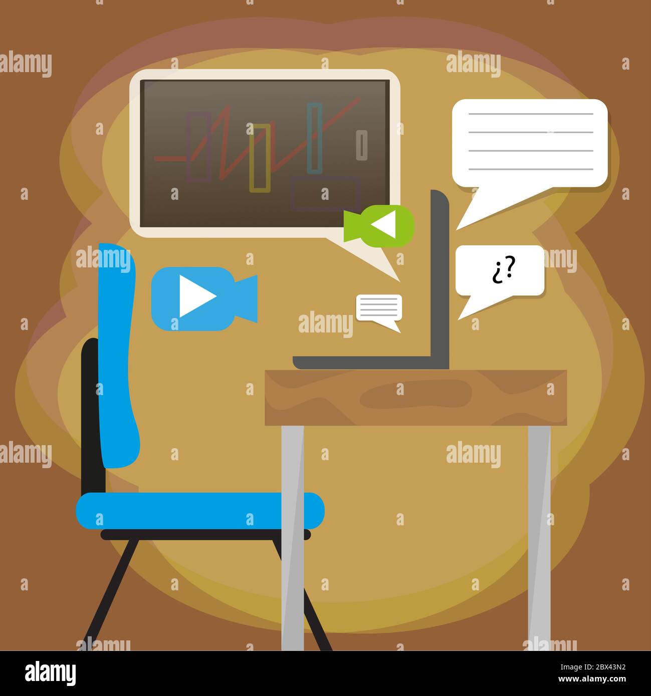 Home study concept. Online class. Self-learning - Vector illustration ...