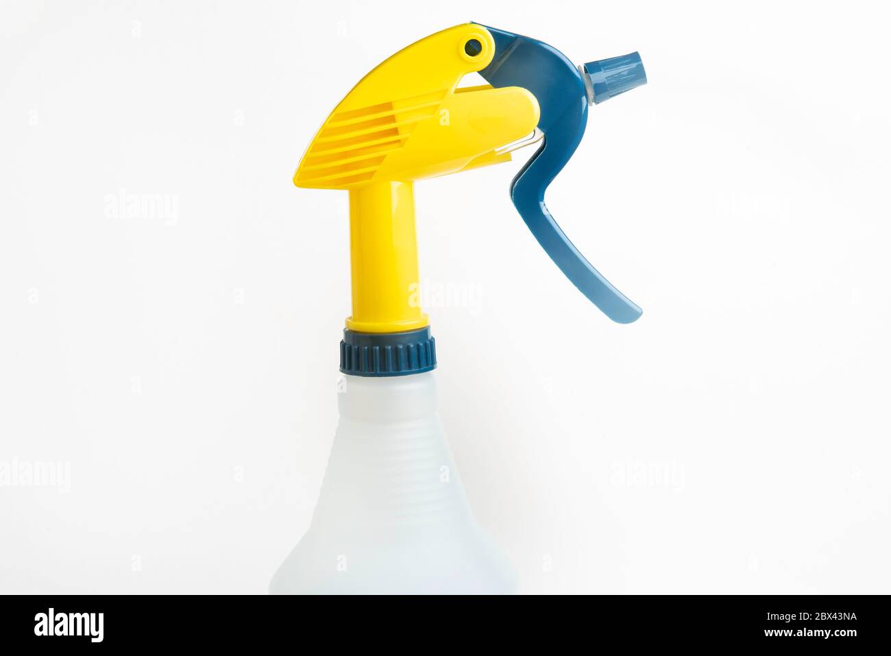 A close-up of the top portion of a professional liquid spray plastic ...