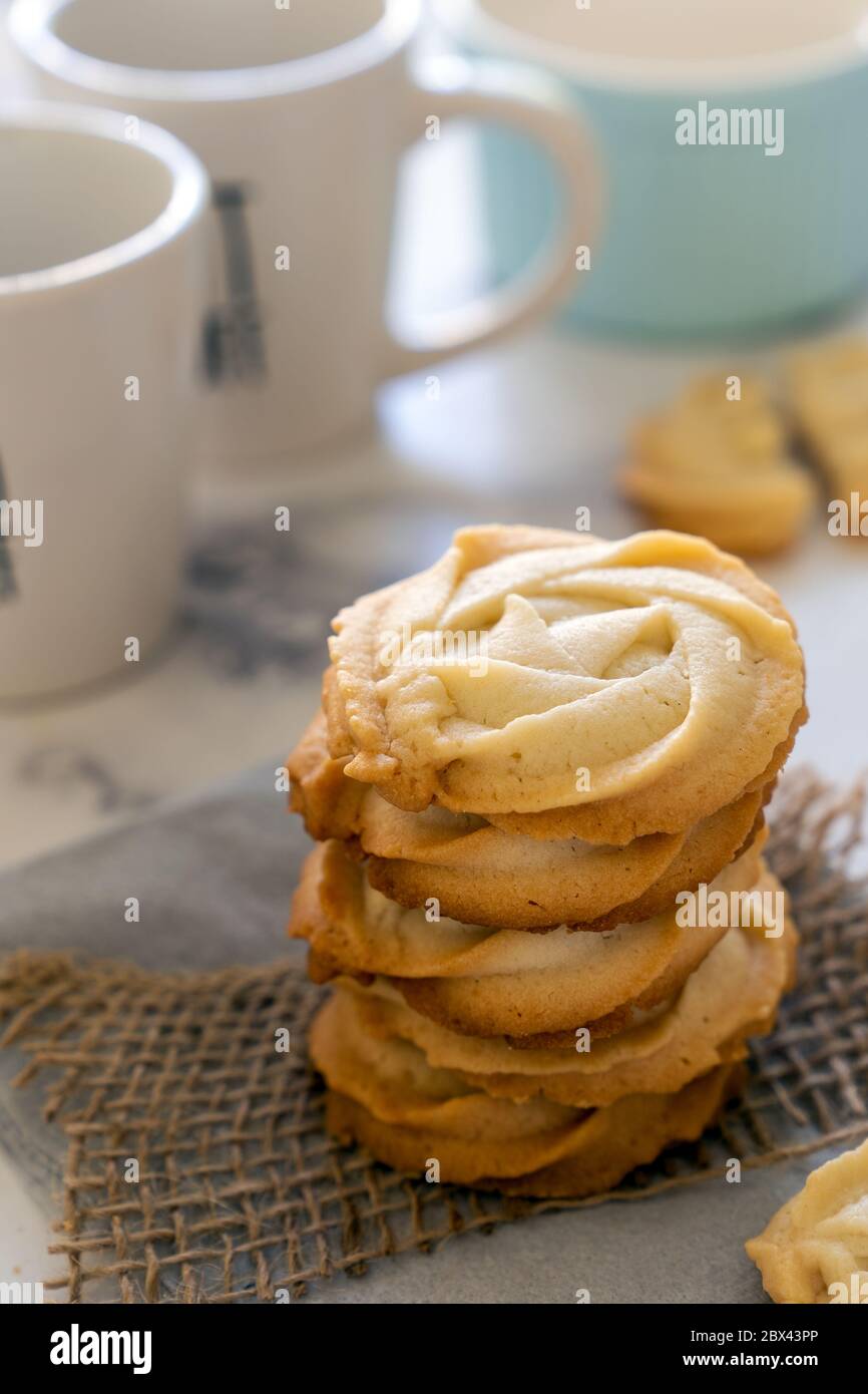 Homemade butter cookies in stack Stock Photo - Alamy