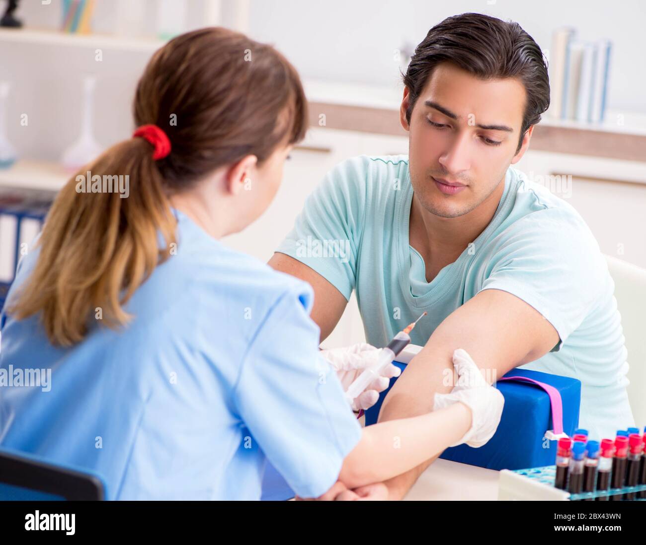 The young patient during blood test sampling procedure Stock Photo - Alamy
