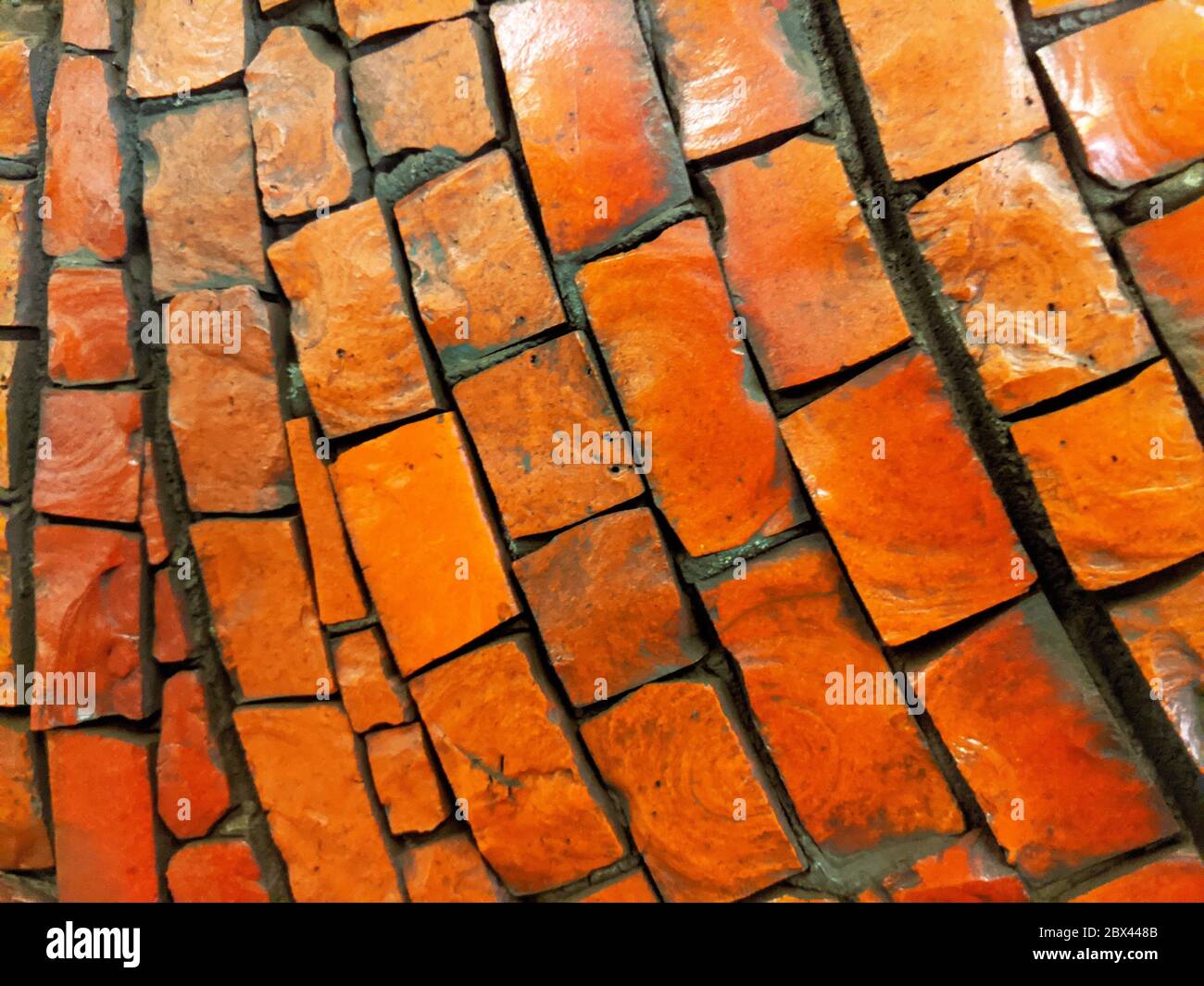 Terracotta brick wall pattern detail abstract background Stock Photo ...