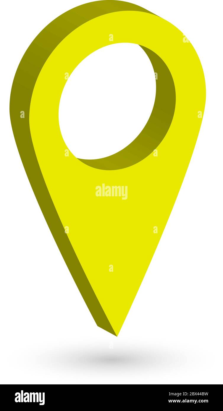 Yellow 3D map pointer with dropped shadow on white background. EPS10 ...