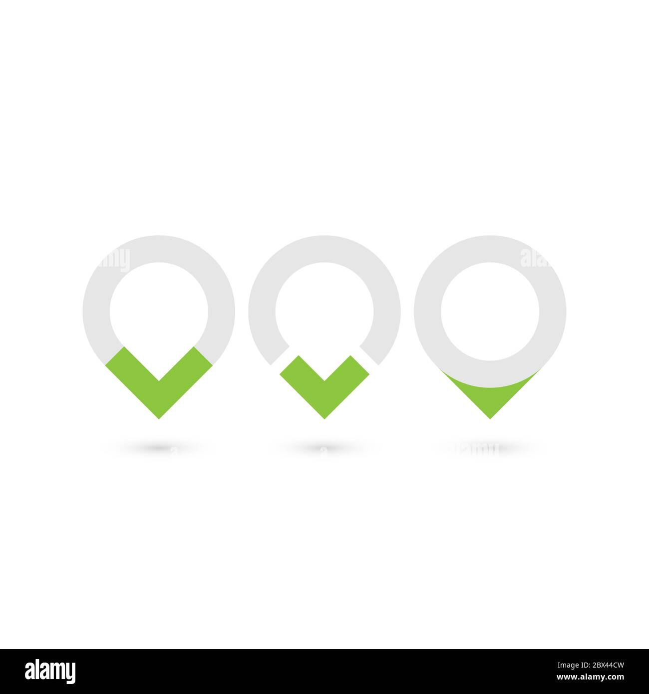 Set of three original map pointers - navigation pins. Simple flat ...