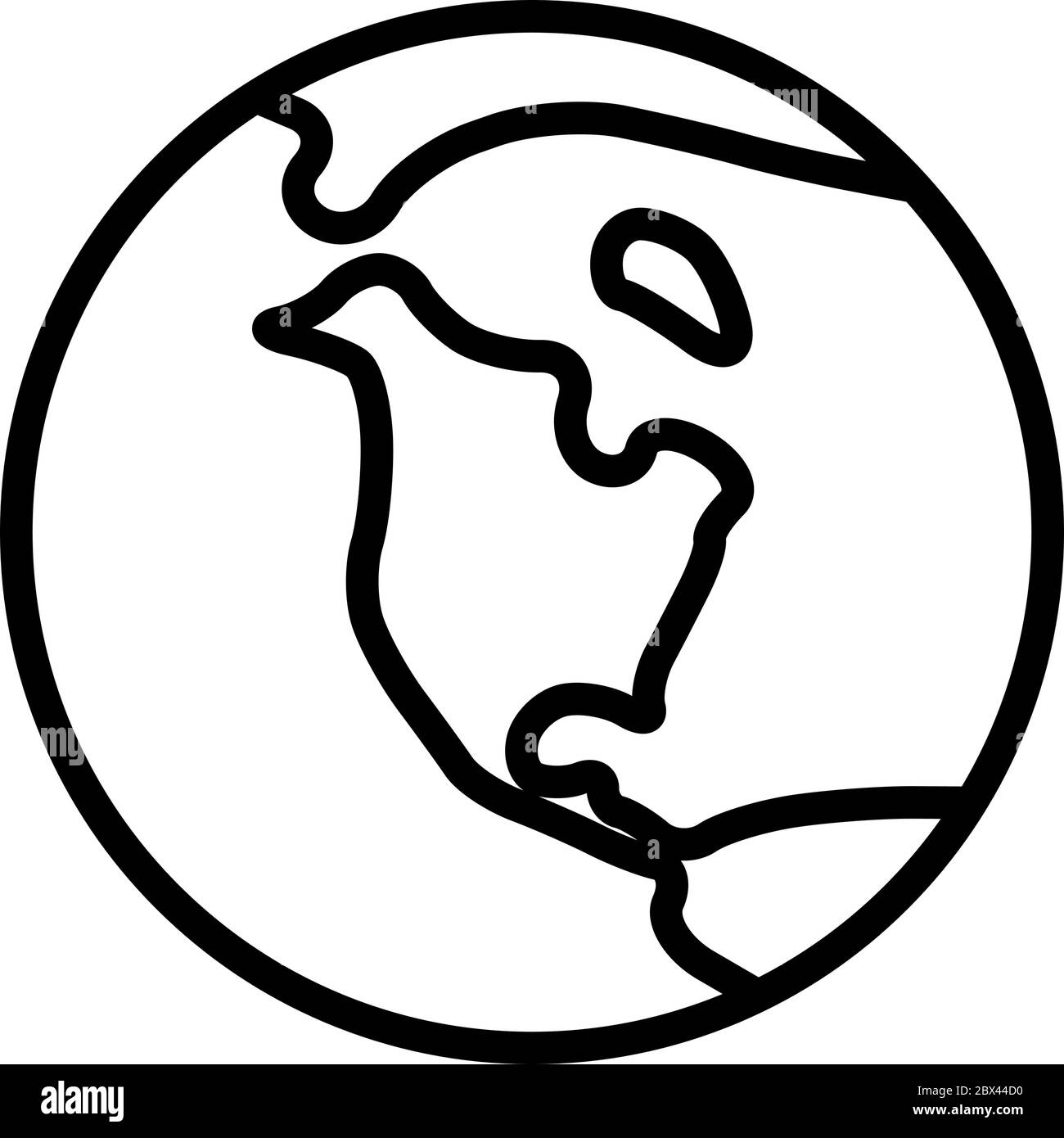 Simplified outline Earth globe with map of World focused on North ...