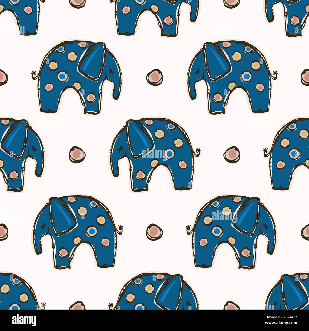 Cute Toy Elephant Clipart Vector Seamless Pattern. Kids Safari Animal ...