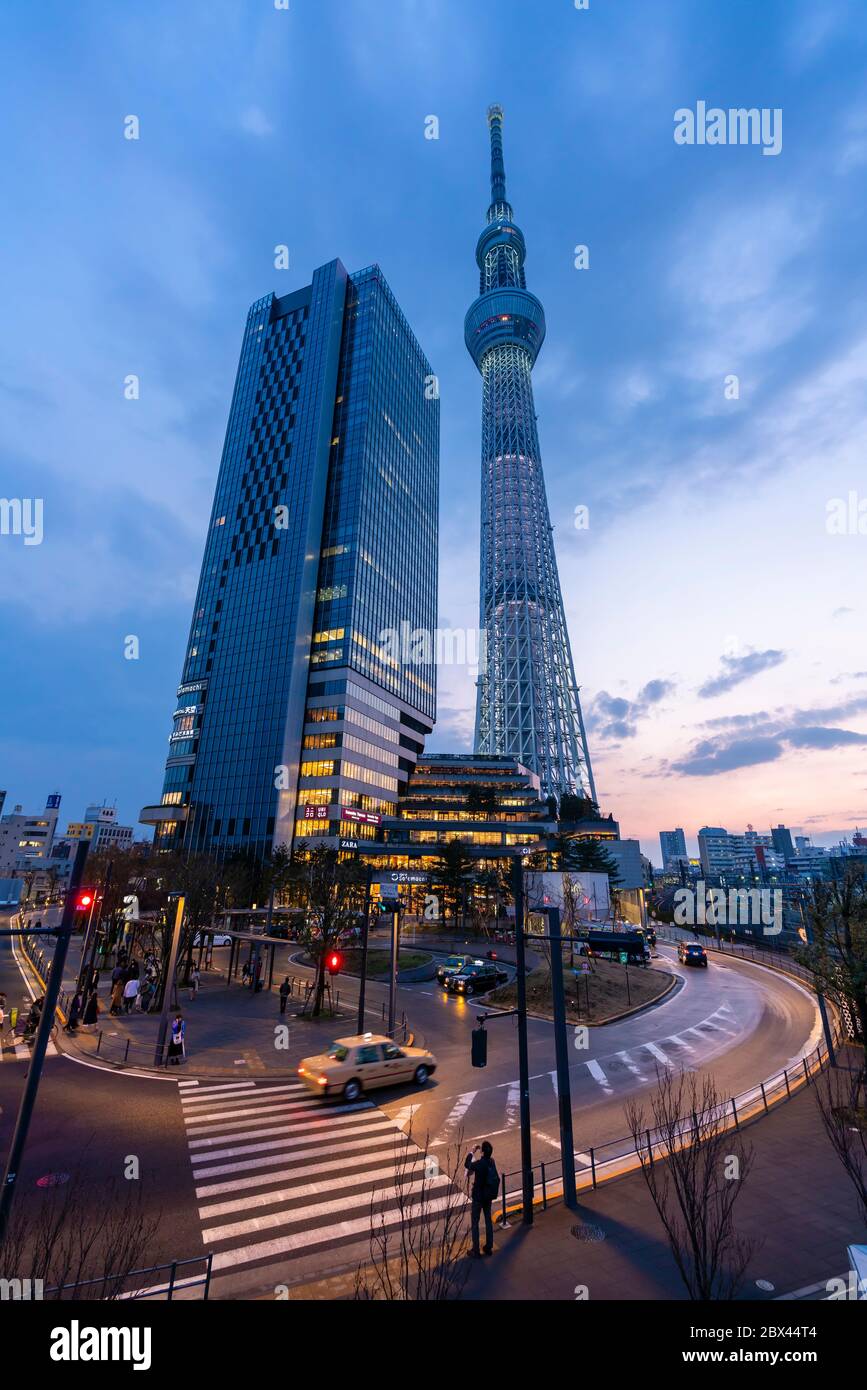 View of Tokyo Skytree at sunset Stock Photo - Alamy