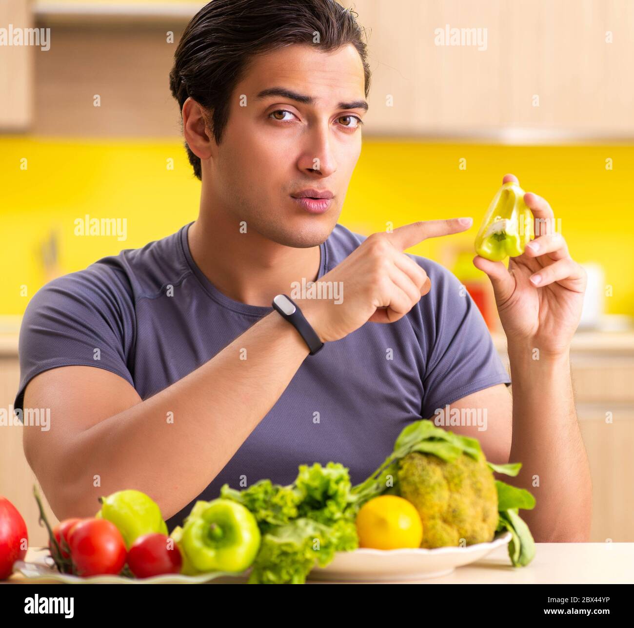 The young man in dieting and healthy eating concept Stock Photo - Alamy