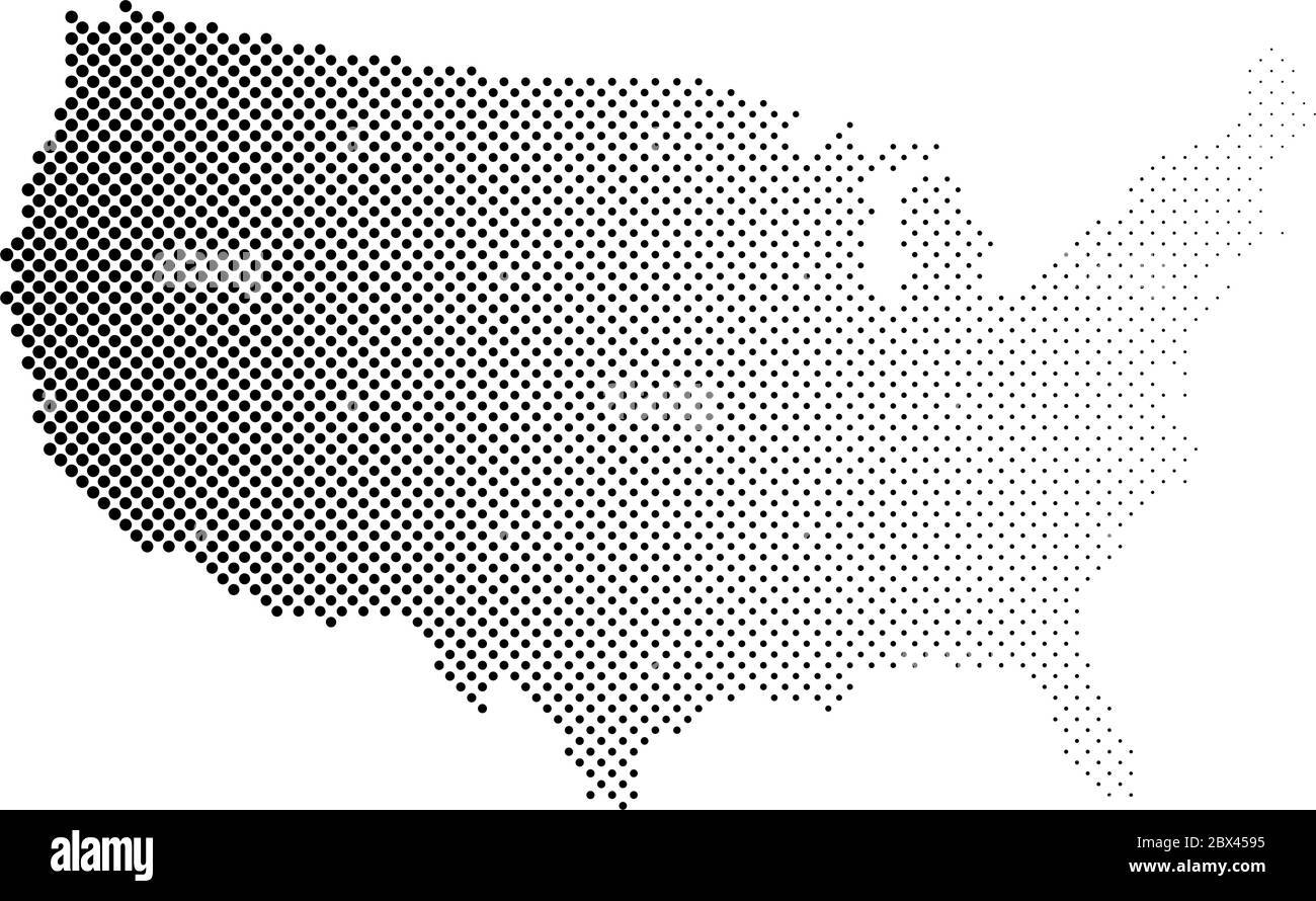 United States of America. Dotted halftone map of USA. Simple flat ...