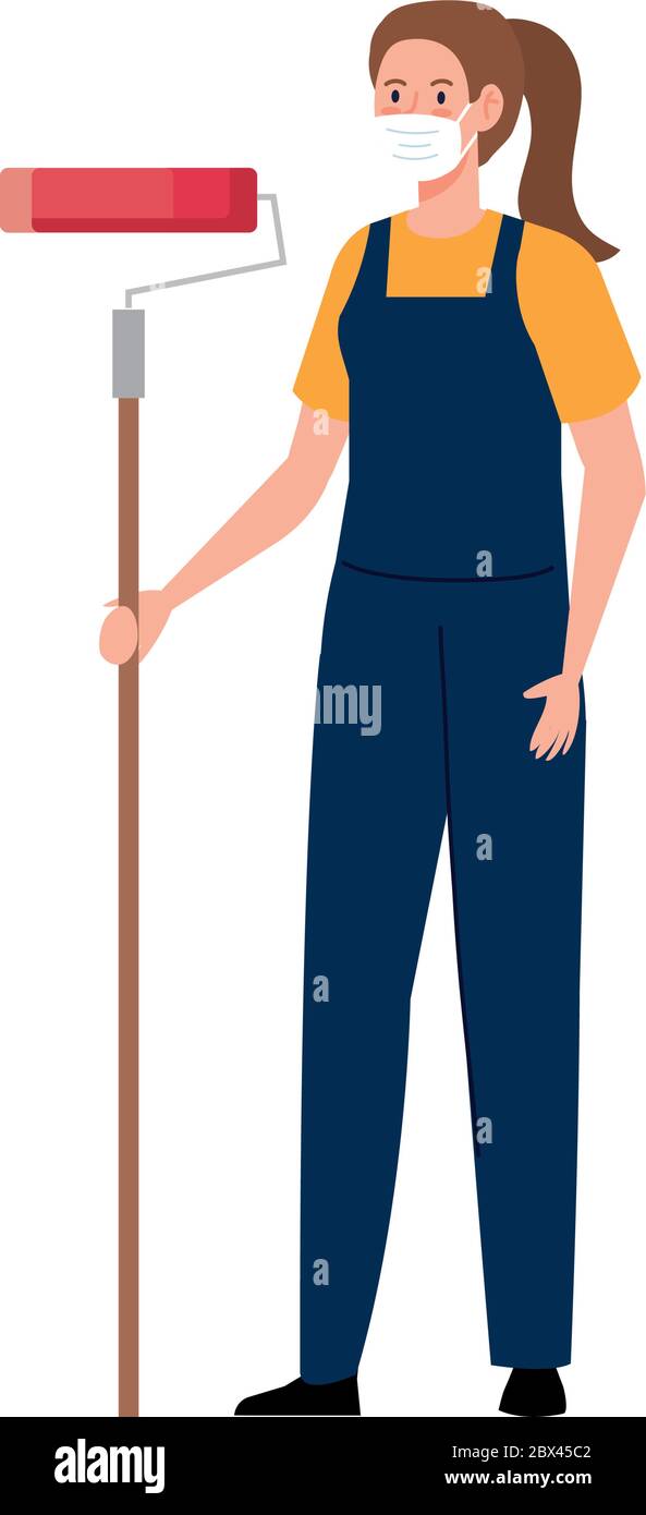 Female painter with mask vector design Stock Vector Image & Art - Alamy