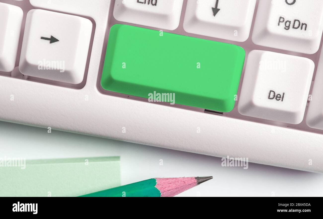 Pc Keyboard Key With Empty Note Paper Above Copy Space Stock Photo - Alamy
