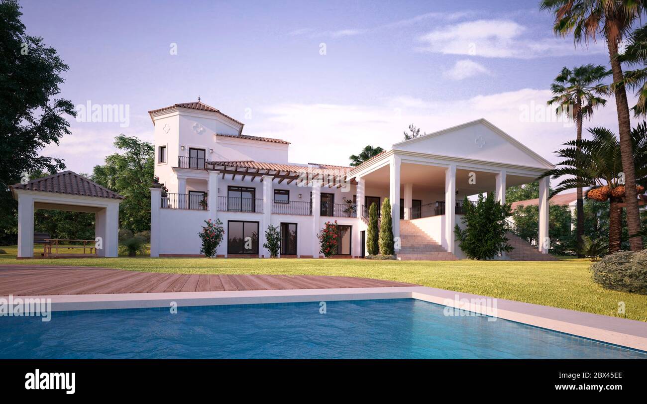 Building exterior in the outdoor 3d illustration Stock Photo - Alamy