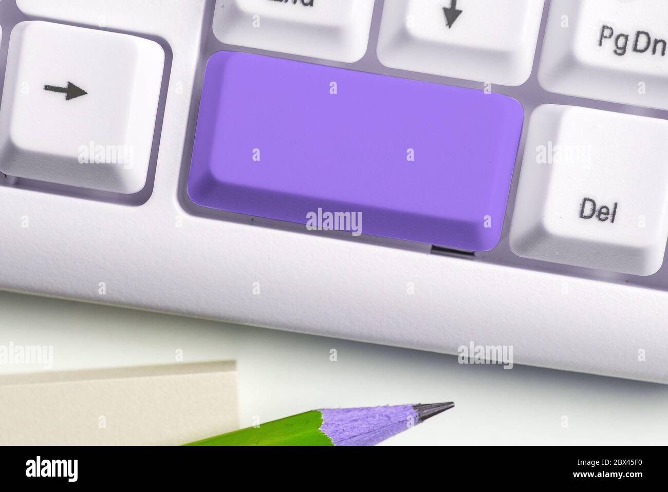 Pc Keyboard Key With Empty Note Paper Above Copy Space Stock Photo - Alamy
