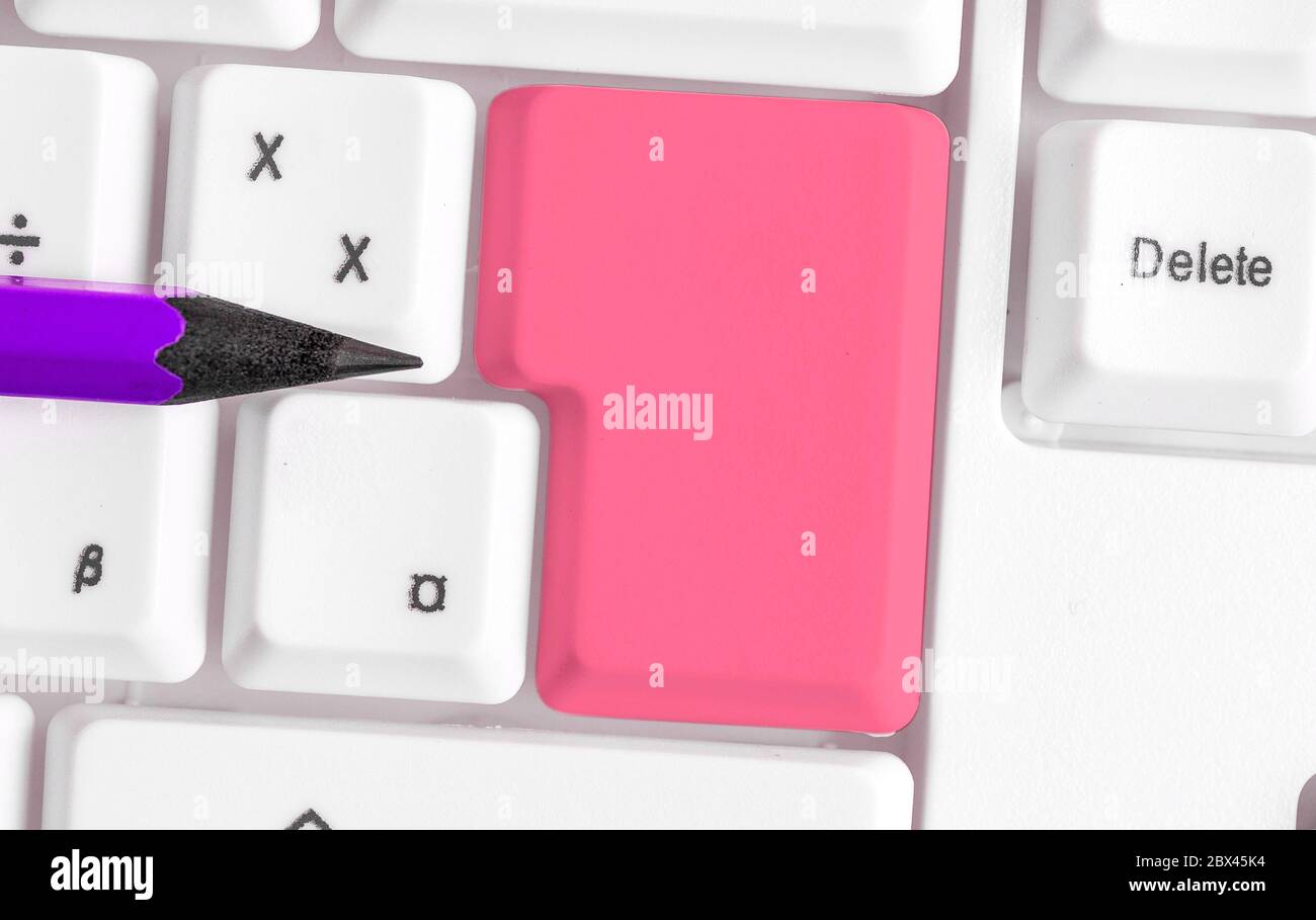 Pc Keyboard Key With Empty Note Paper Above Copy Space Stock Photo - Alamy