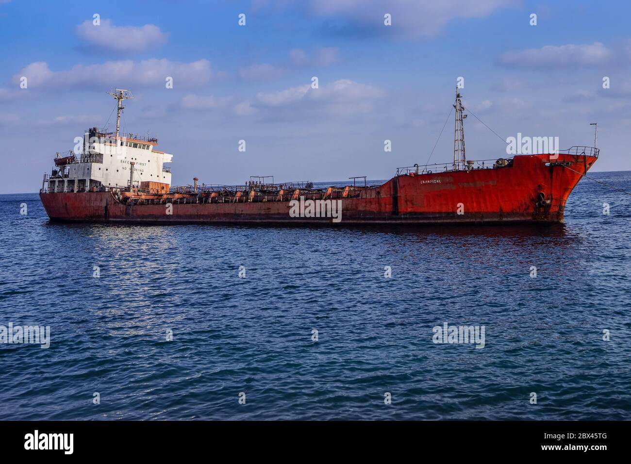 Ship sunk in the sea, Hadramouth , Yemen , 2nd September 2018 Stock ...