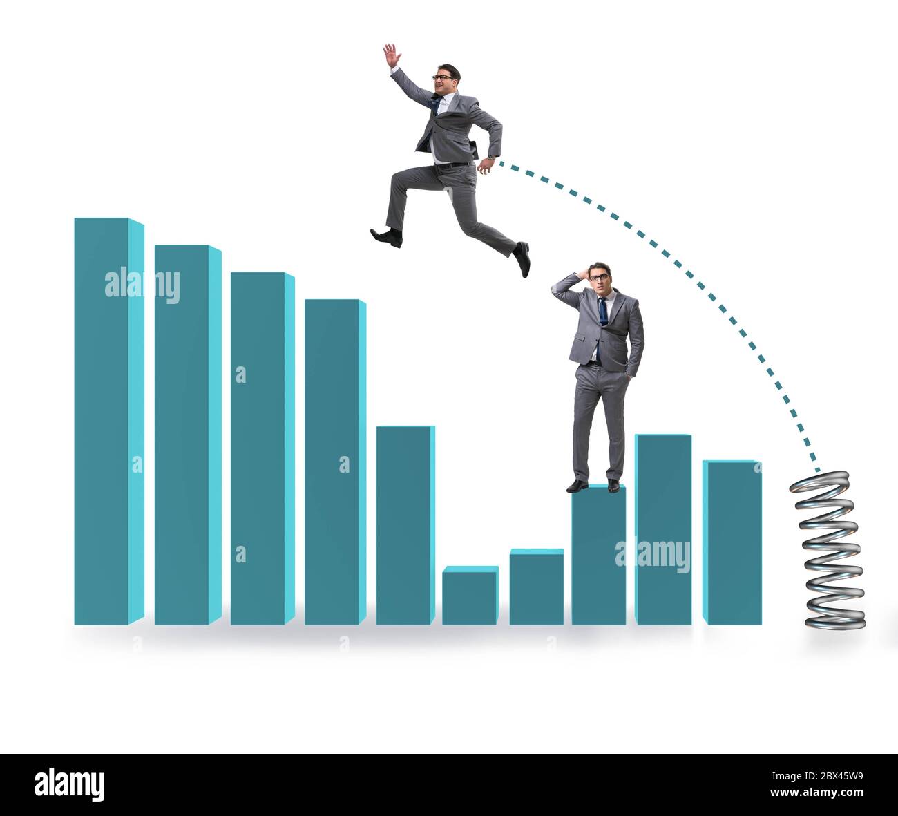 Leapfrogging businessman hi-res stock photography and images - Alamy