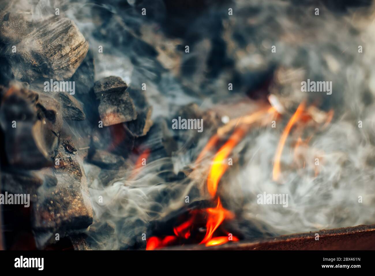 actively smoldering embers of fire coal barbeque Stock Photo - Alamy