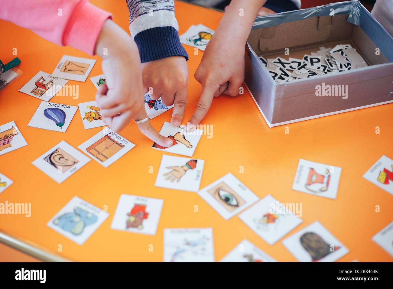 students education play cards with pictures in English and numbers ...