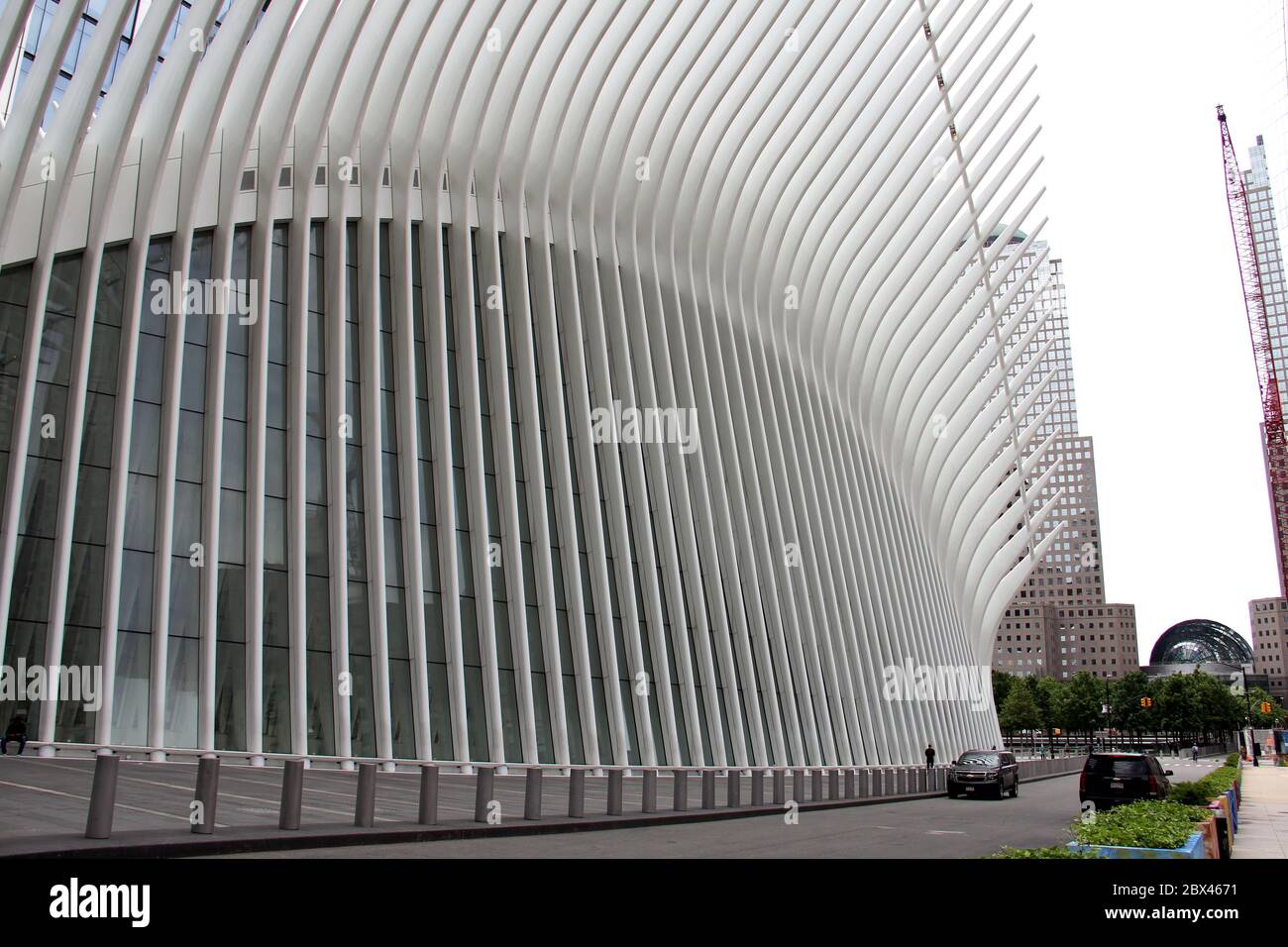 East entrance to the Oculus building, above-ground head house structure ...
