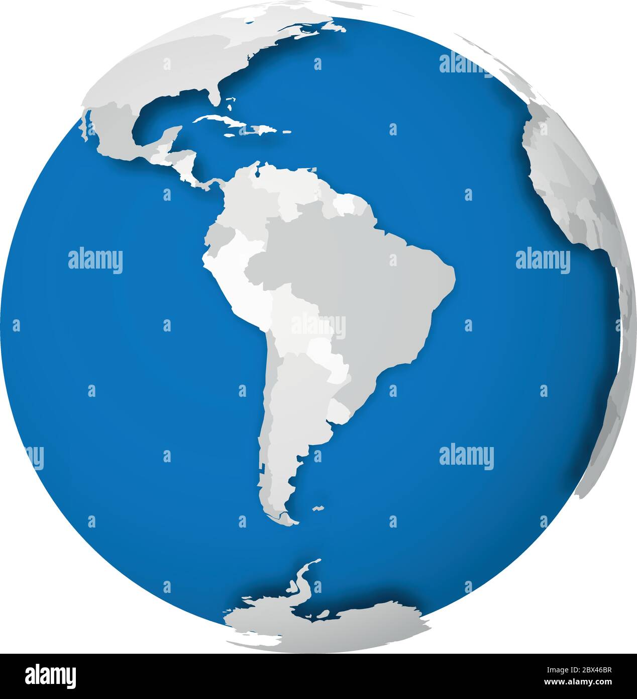 Earth globe. 3D world map with grey political map of countries dropping ...