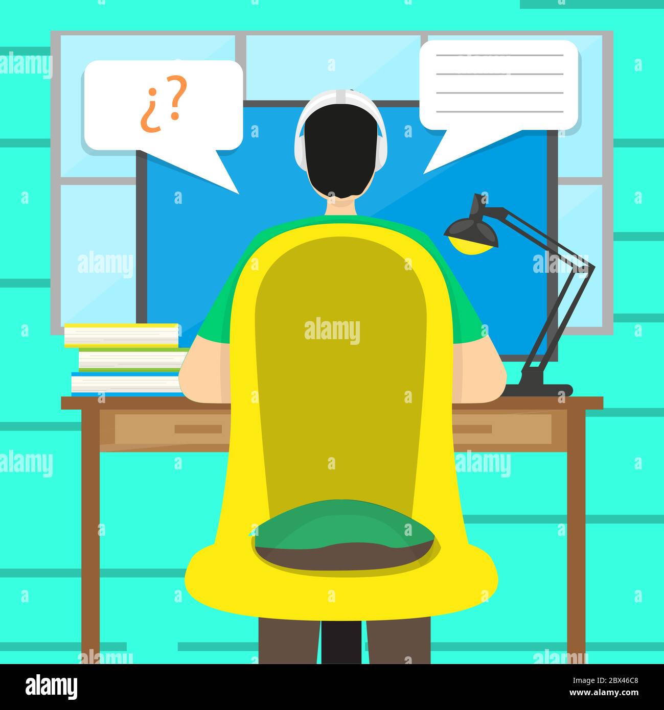 Home study concept. Online class. Self-learning - Vector illustration ...
