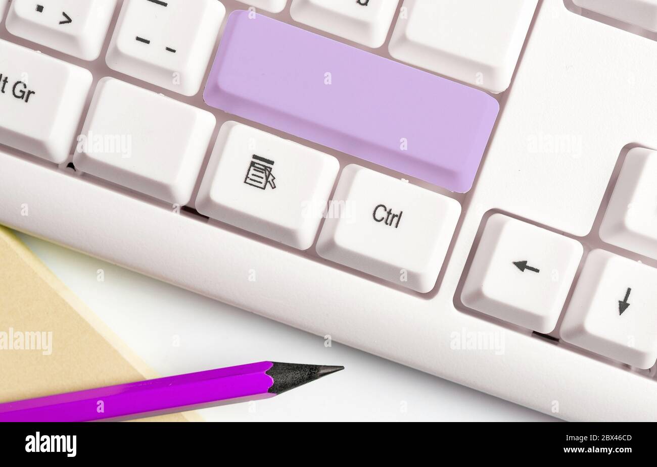 Pc Keyboard Key With Empty Note Paper Above Copy Space Stock Photo - Alamy