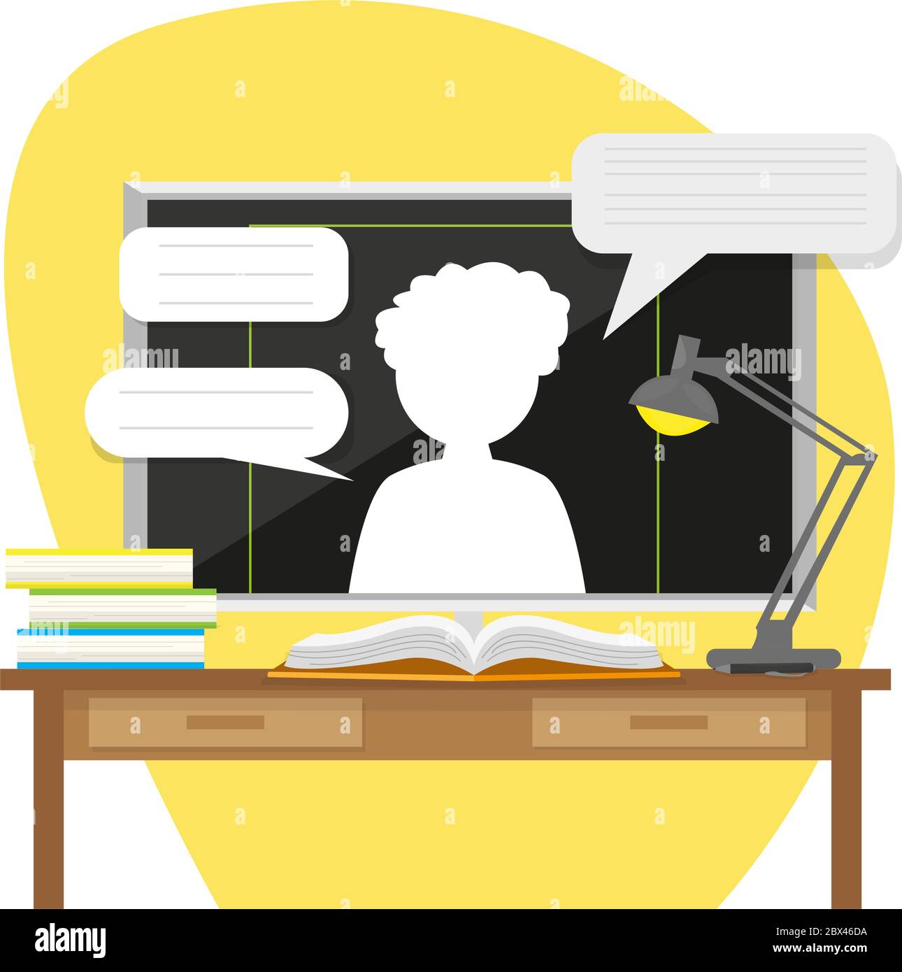 Home study concept. Online class. Self-learning - Vector illustration ...