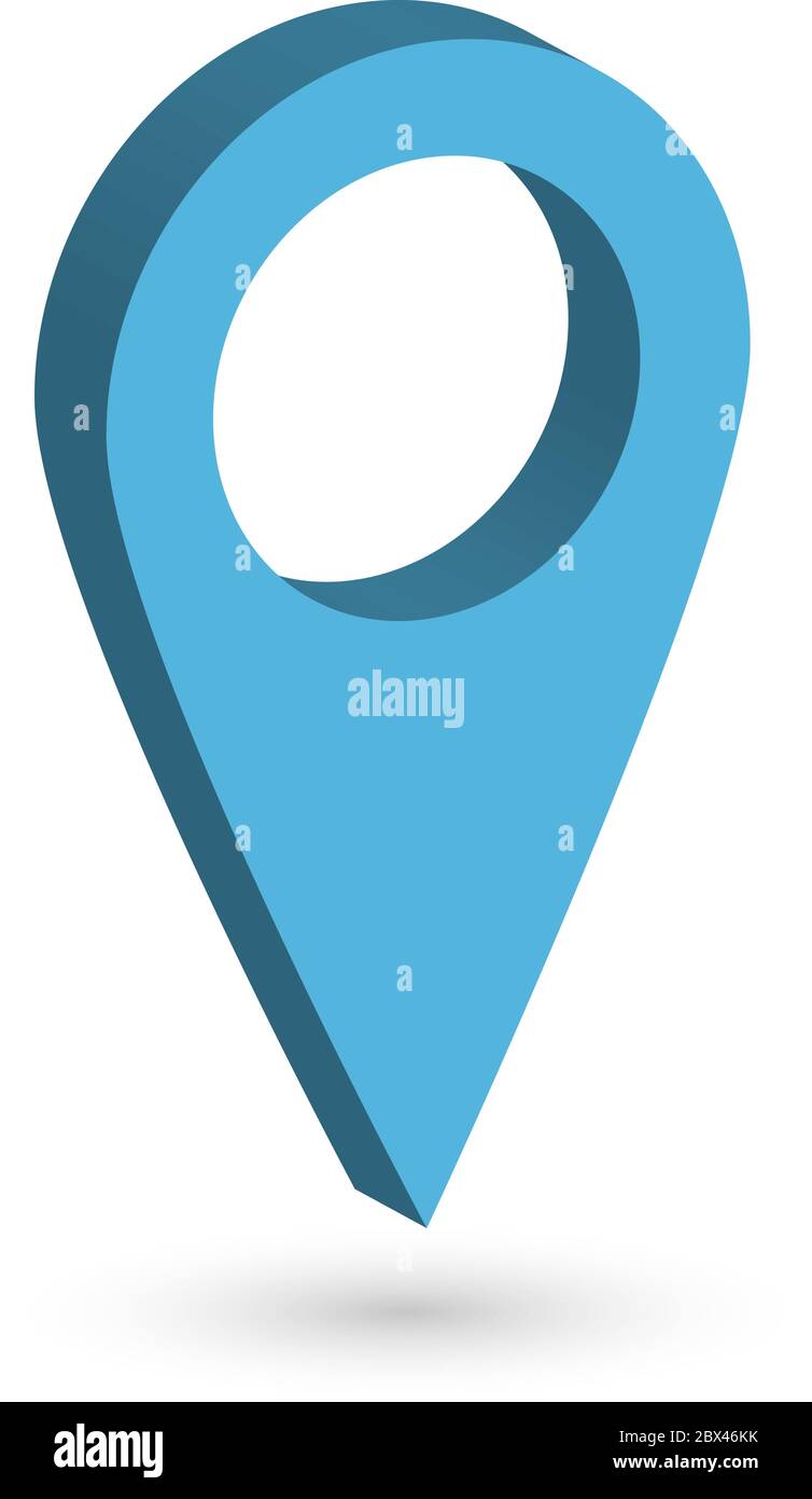Blue 3D map pointer with dropped shadow on white background. EPS10 vector illustration Stock ...