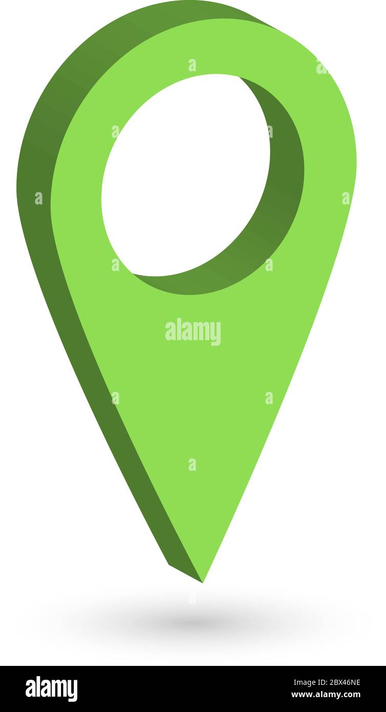 Green 3D map pointer with dropped shadow on white background. EPS10 ...