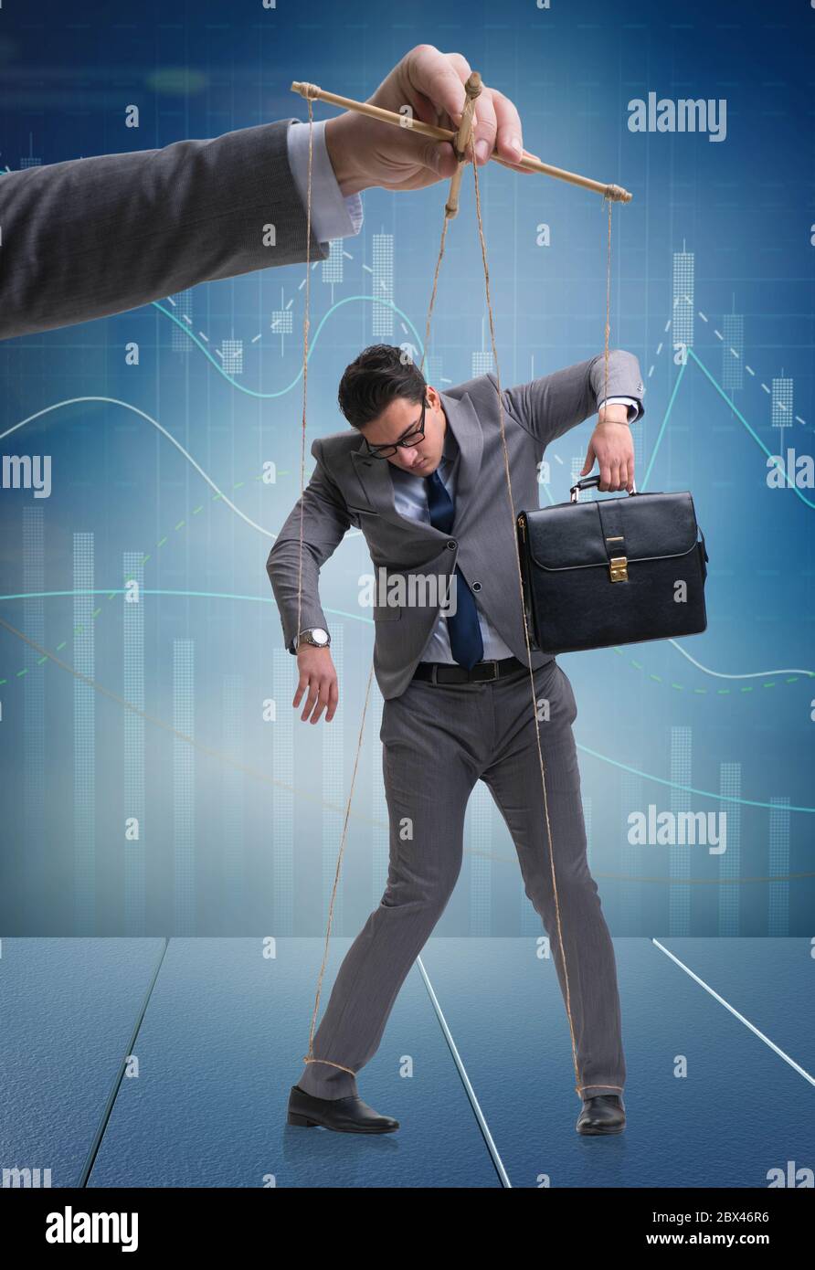 The businessman puppet being manipulated by boss Stock Photo - Alamy
