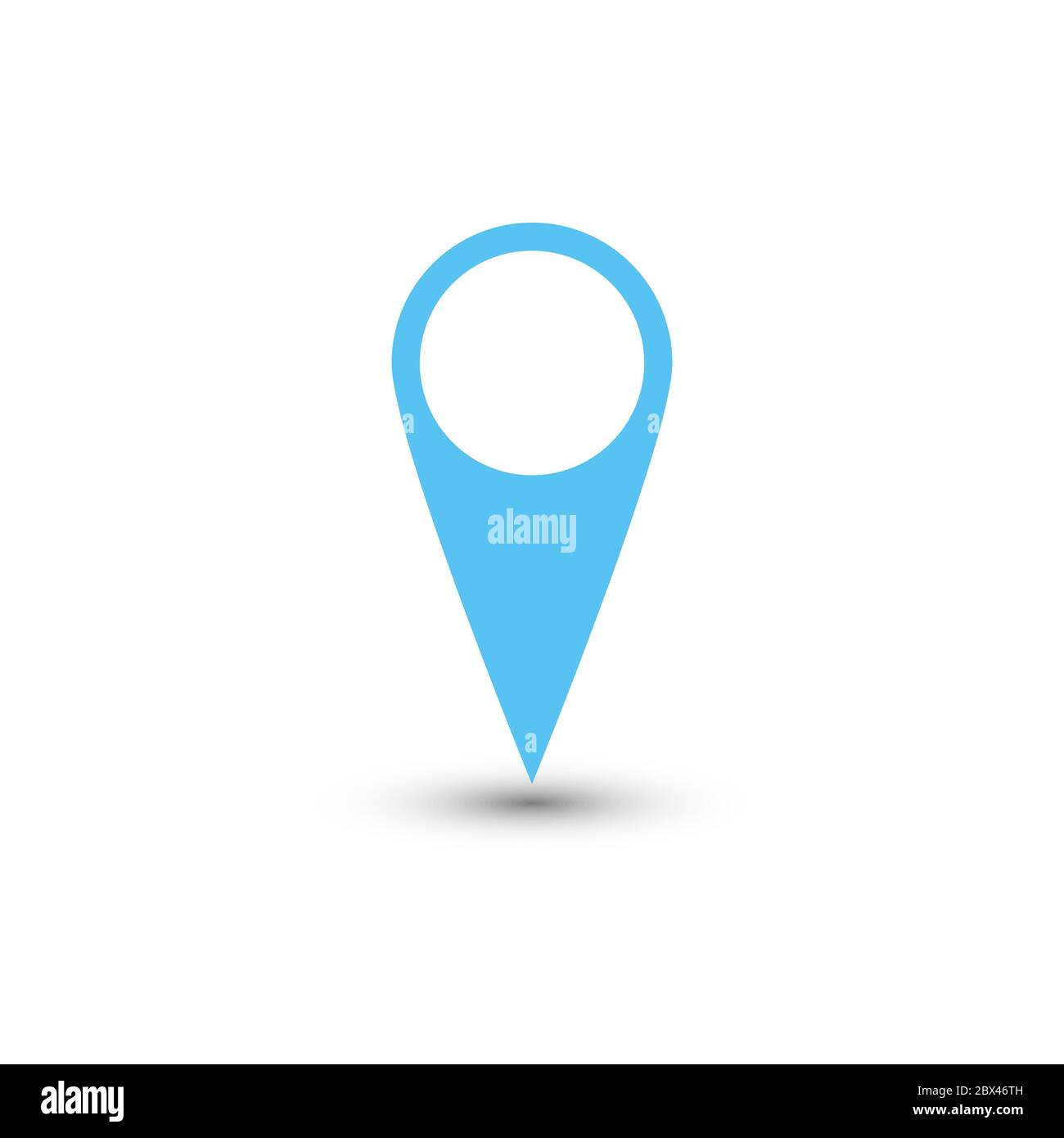 Blue map pointer with dropped shadow on white background. EPS10 vector ...