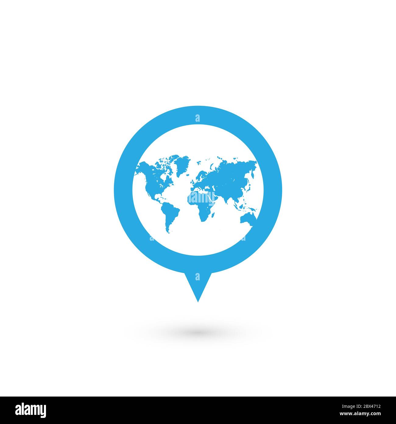 Blue Map Pointer With World Map Silhouette Icon Vector Illustration
