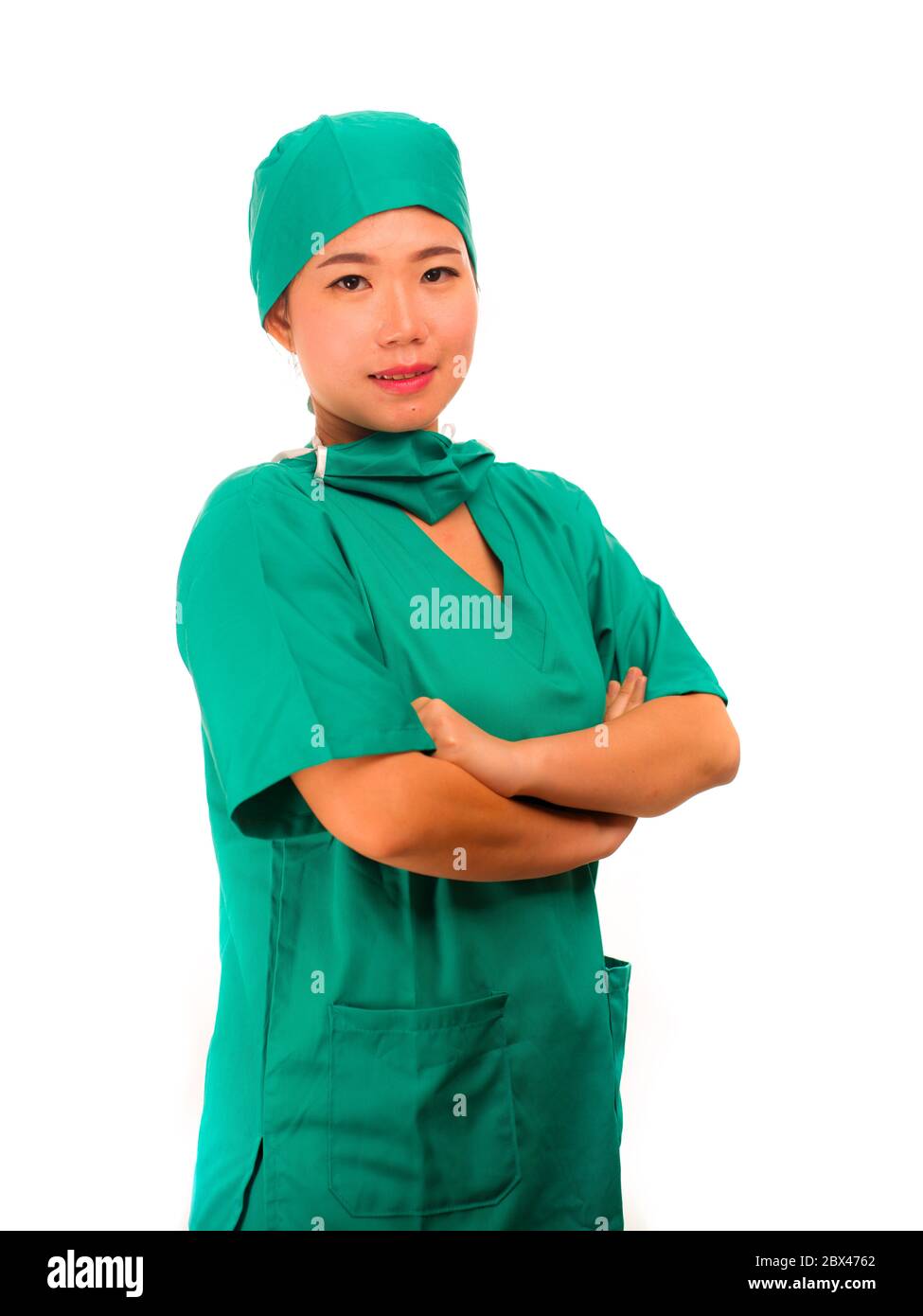 Asian Korean woman as successful physician - young beautiful and happy ...