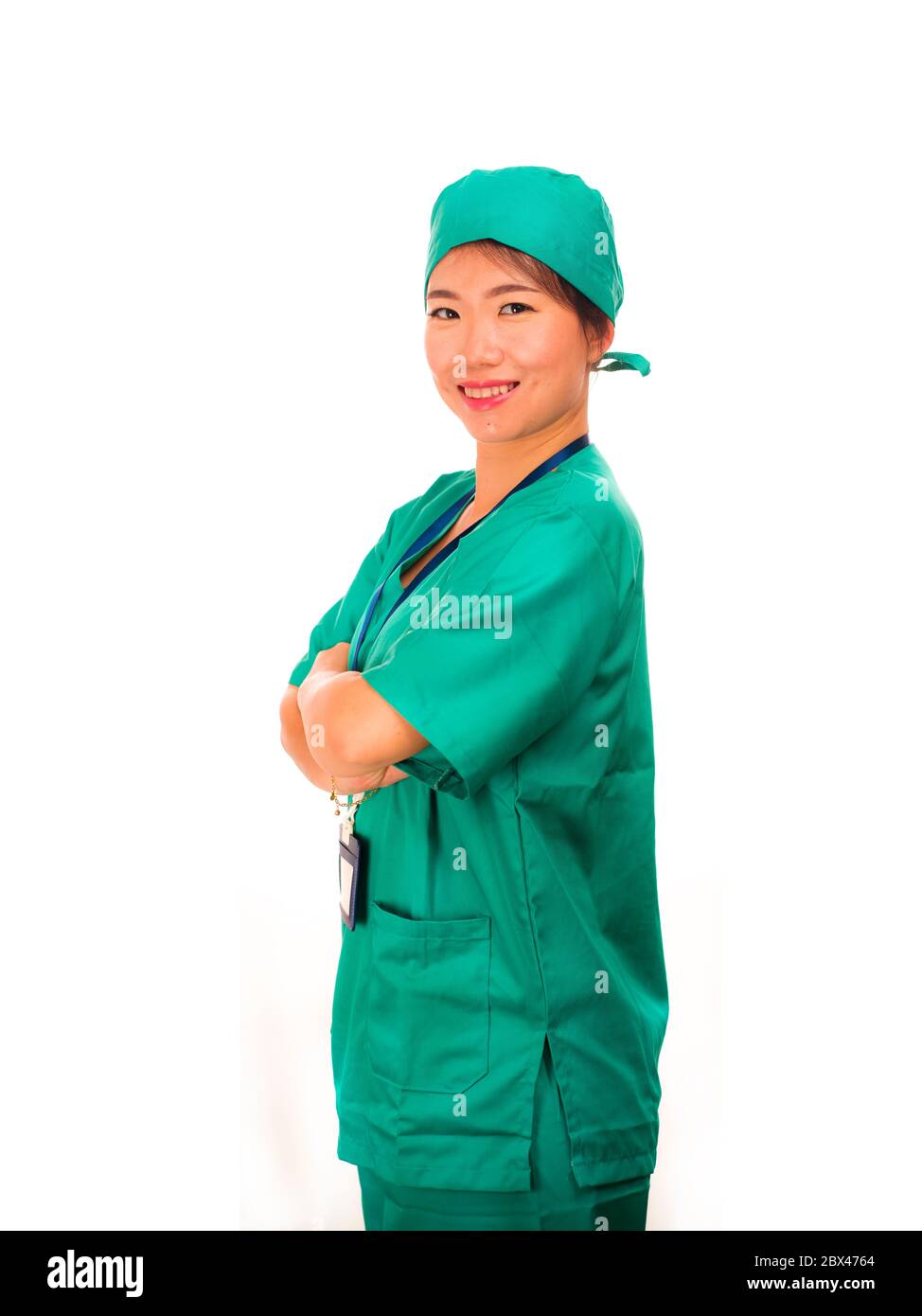 Asian Korean woman as successful physician - young beautiful and happy ...