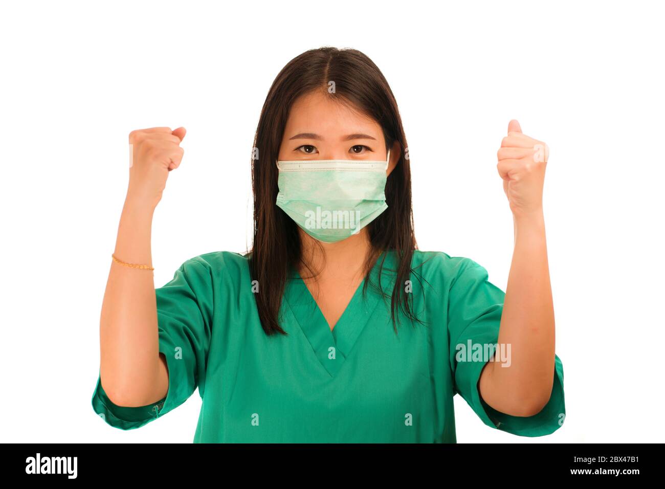 young beautiful and confident Asian Korean medicine doctor woman or ...