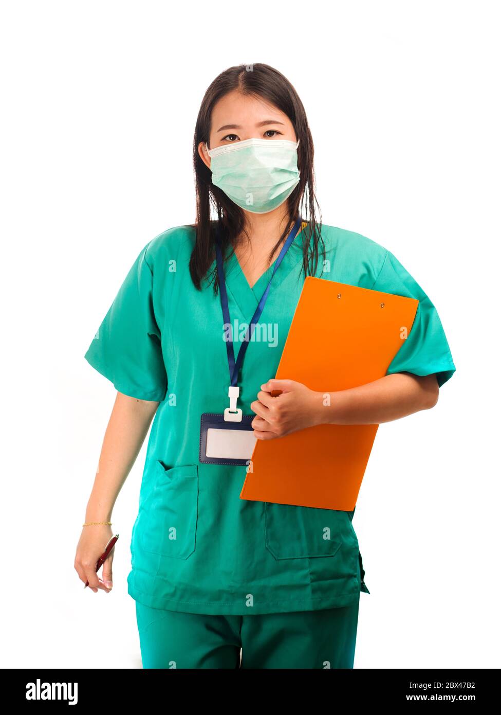 young beautiful and confident Asian Korean medicine doctor woman or ...