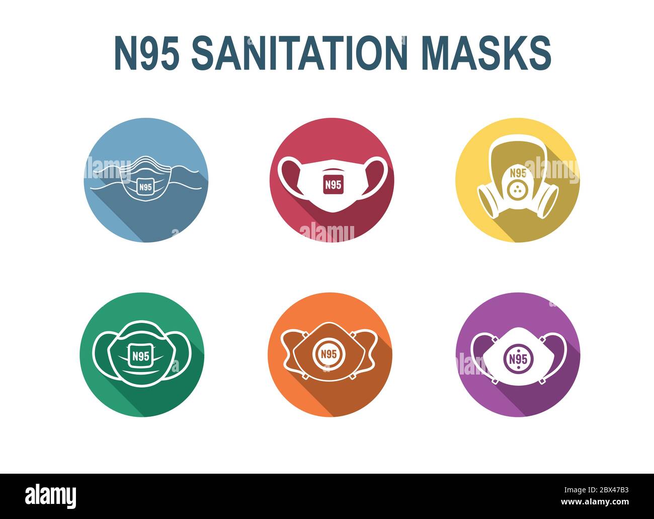 N95 facemask ppe face mask icon set w respiratory face masks Stock ...