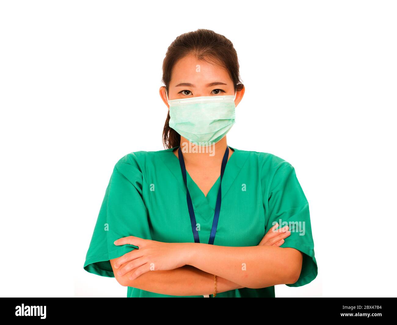 young beautiful and confident Asian Korean medicine doctor woman or ...