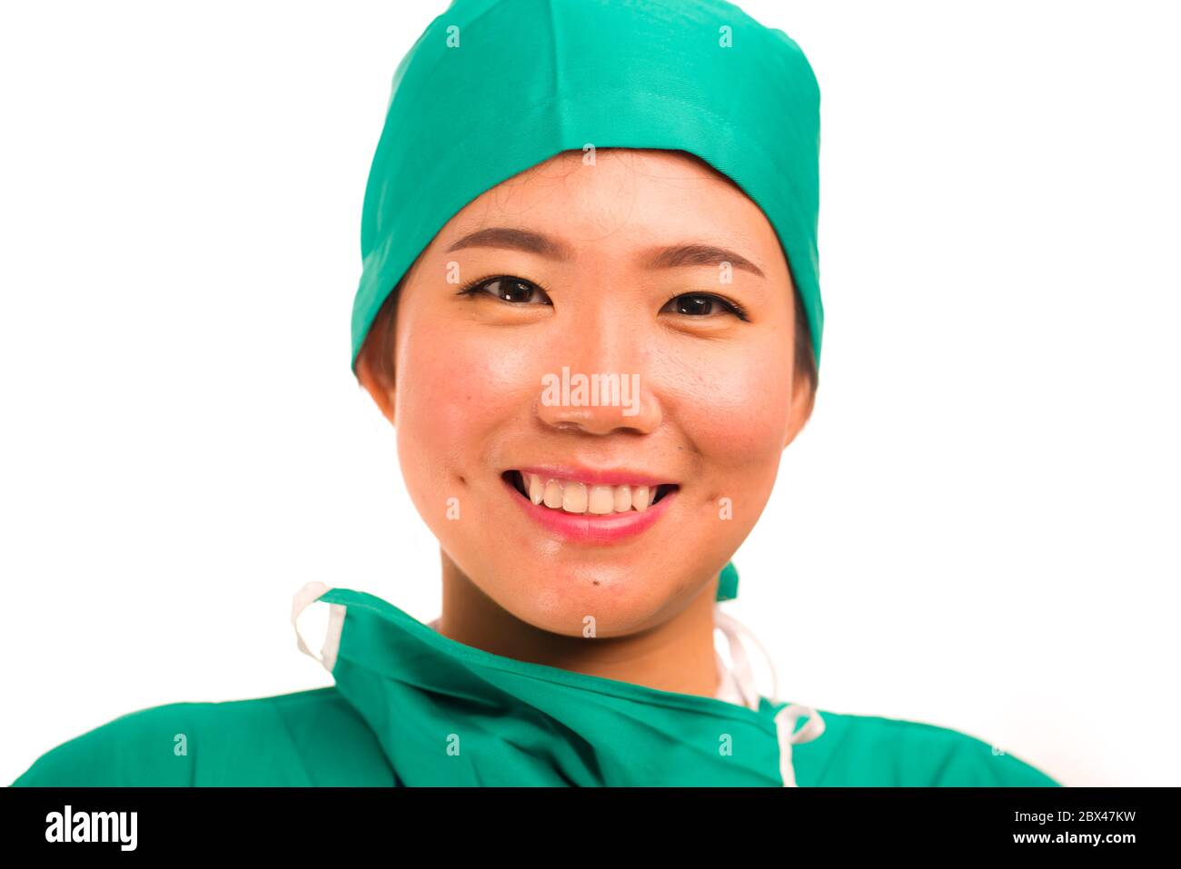 isolated portrait of young beautiful and happy Asian Chinese medicine ...