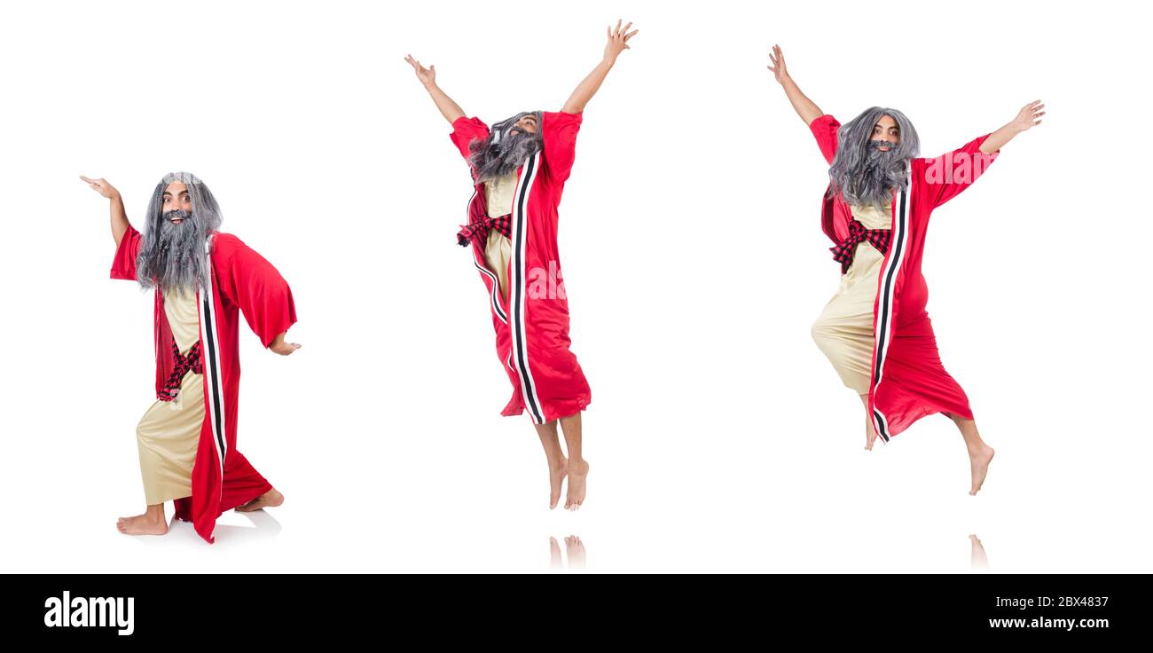 The wizard in costume isolated on the white Stock Photo - Alamy