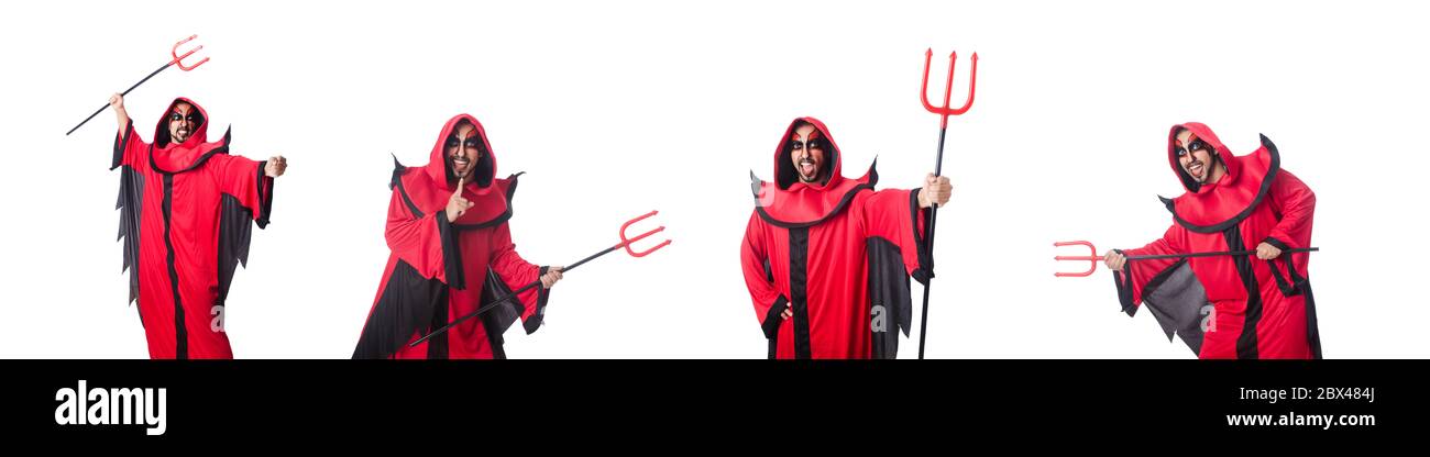 The man devil in red costume Stock Photo - Alamy