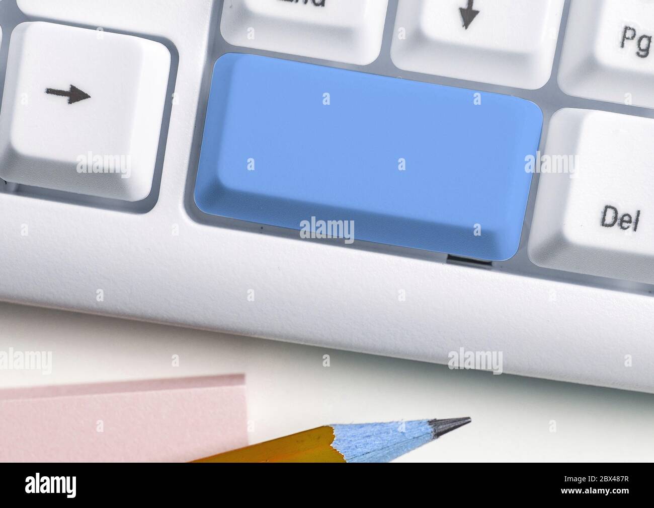 Pc Keyboard Key With Empty Note Paper Above Copy Space Stock Photo - Alamy
