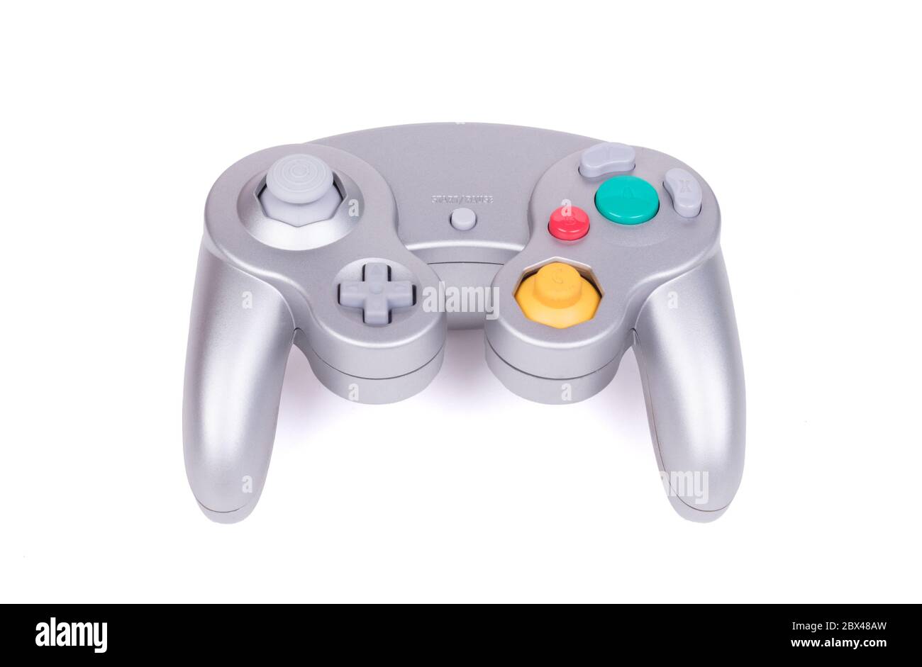 Grey wireless video game joystick console controller, isolated on white ...