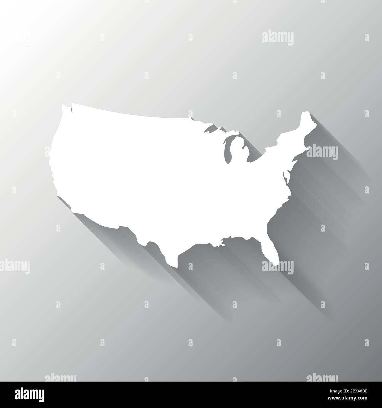 United States of America, USA, white map silhouette with gradient long ...