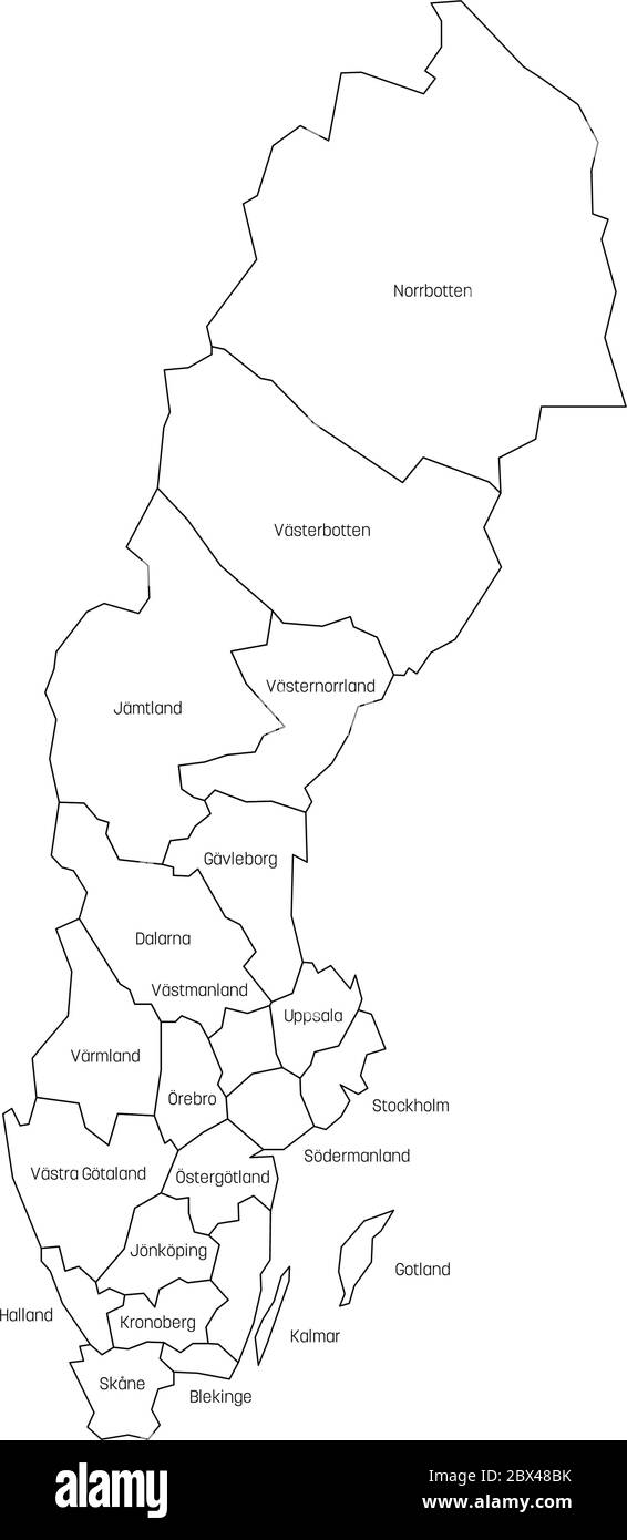 Counties of Sweden. Map of regional country administrative divisions ...